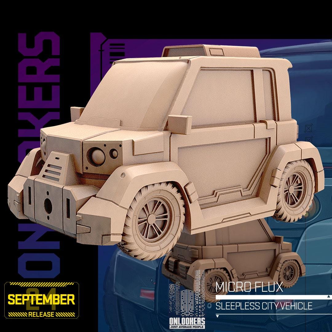 Unit9 Cyberpunk Micro Flux Vehicle Car Miniature 28mm 32mm Scale 8K ...