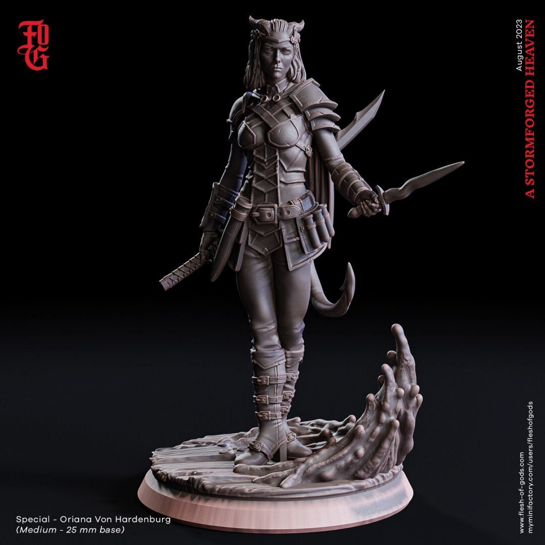 Tiefling Rogue Thief Assassin Miniature 28mm 32mm 75mm Scale 8K Resin ...