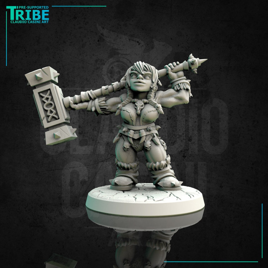 Female Dwarf Barbarian Miniature 28mm 32mm Scale 8K Resin - Etsy