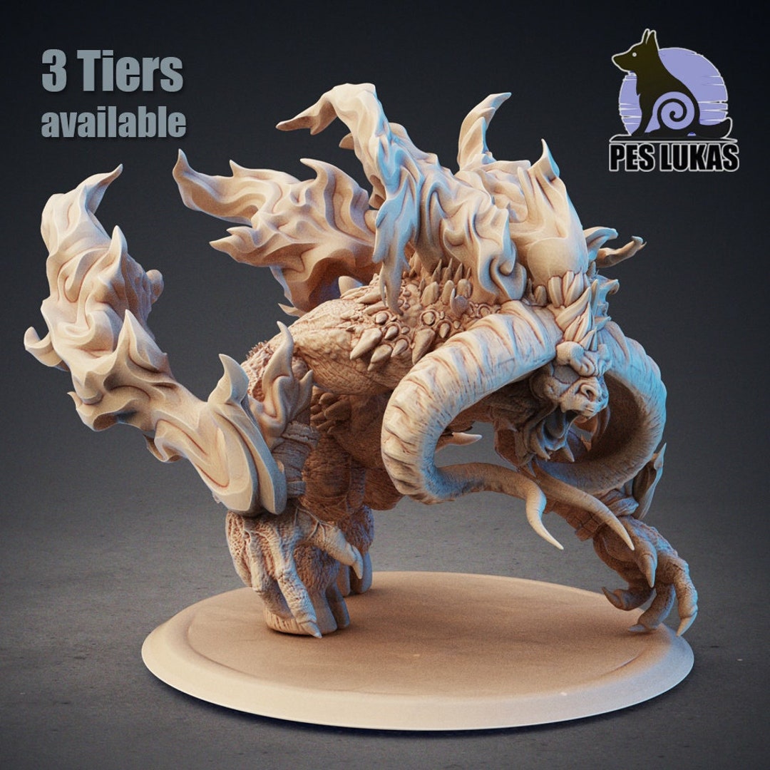 Elemental Horned Beast Miniature 28mm 32mm Scale 8K Resin - Etsy