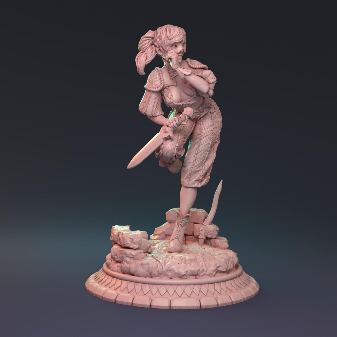 Female Rogue Jester Assassin Miniature 28mm 32mm 75mm Scale 8K Resin 3D Printed Unpainted ...