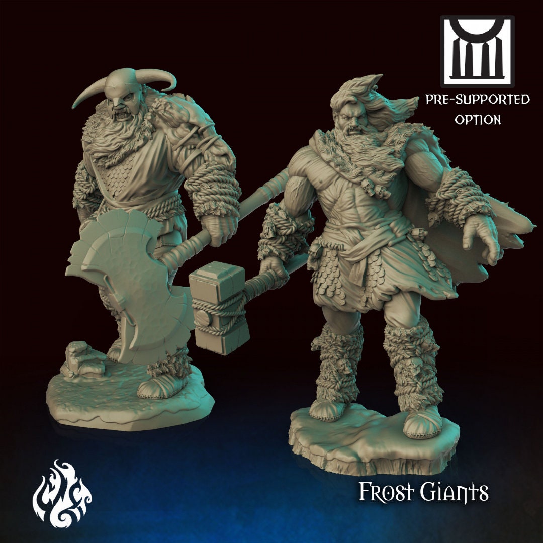 Frost Ice Giants Pair 2 Total Miniature 28mm 32mm Scale 8K Resin 3D ...