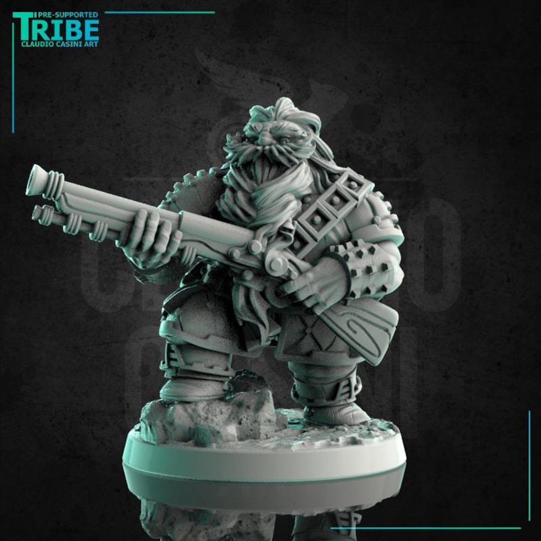 Male Dwarf Gunslinger Miniature 28mm 32mm Scale 8K Resin 3D Printed ...