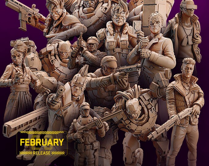 Unit9 Cyberpunk RAID44 Police Unit Miniature 28mm 32mm Scale 8K Resin ...