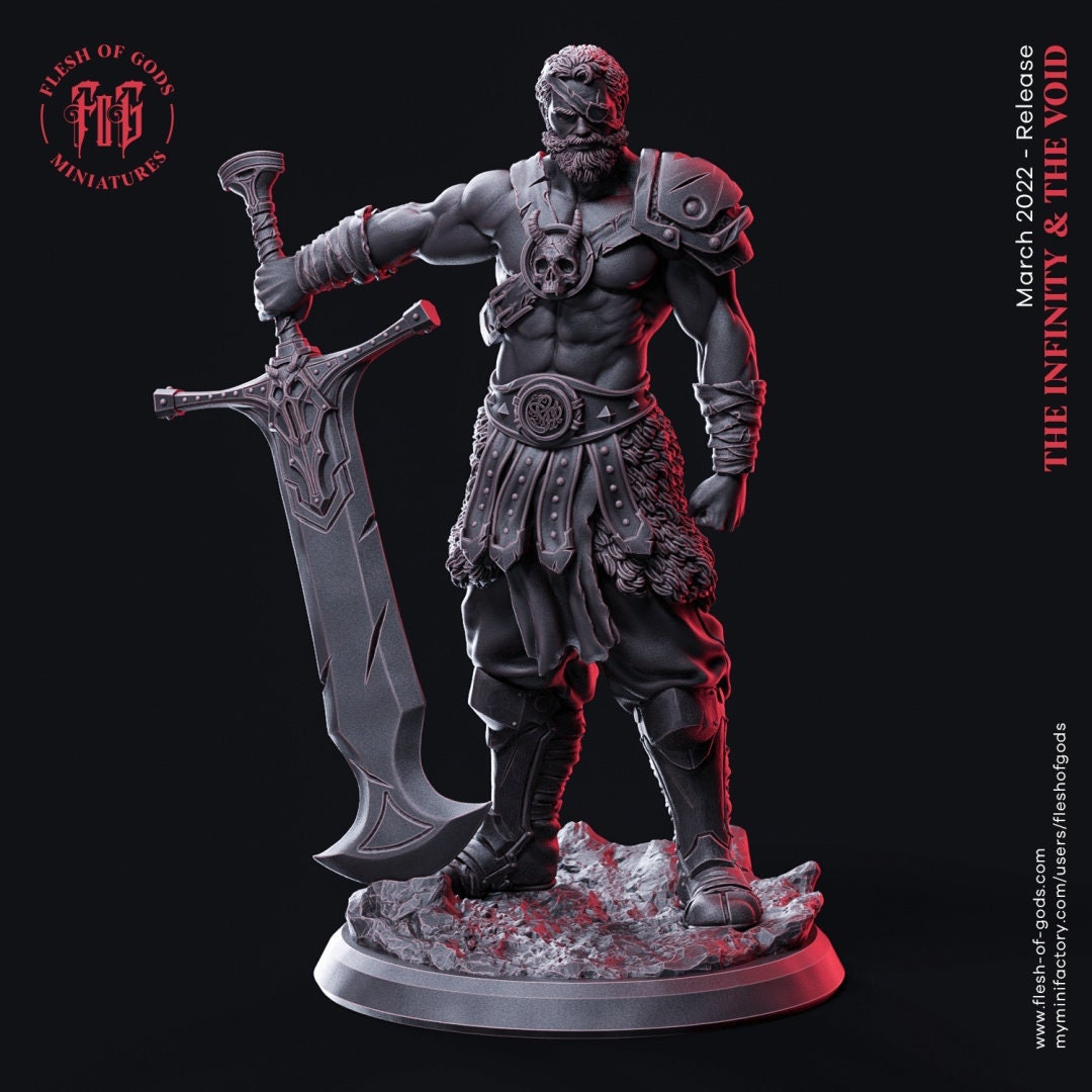 Human Fighter Barbarian Miniature 28mm 32mm 75mm Scale 8K Resin 3D ...