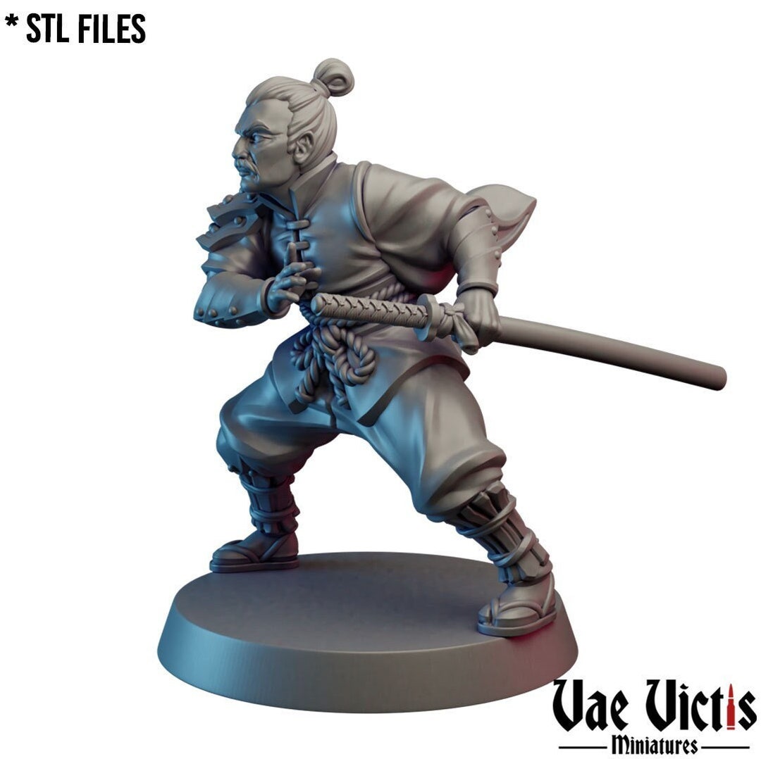 Ronin Monk Samurai Miniature 28mm 32mm Scale 8K Resin 3D - Etsy