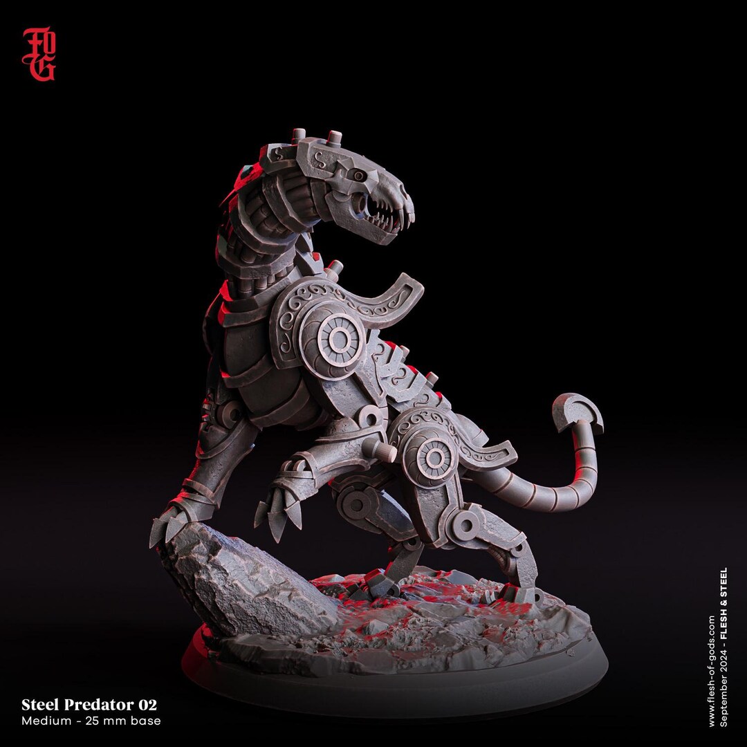 Steel Clockwork Tiger Lion Miniature 28mm 32mm Scale 8K Resin 3D ...