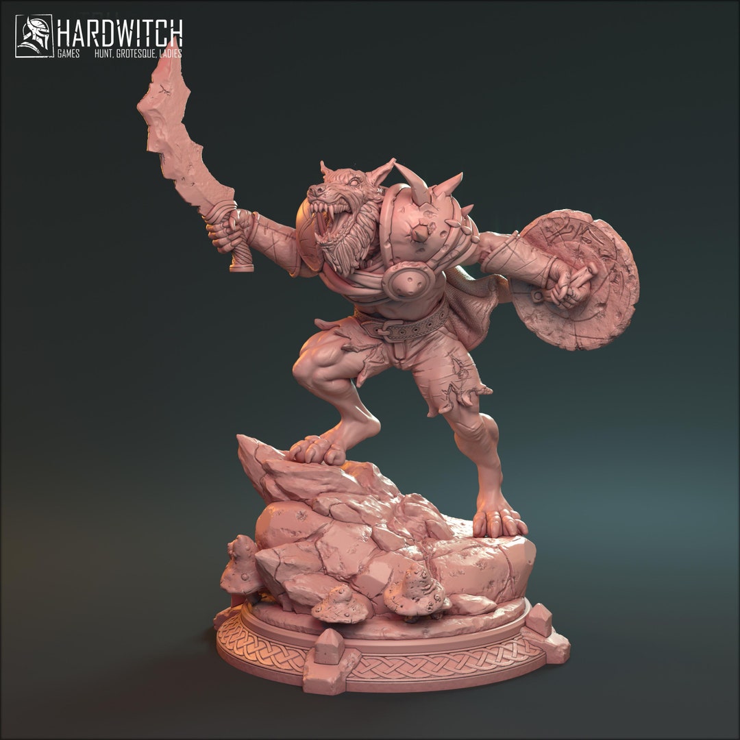 Werewolf Paladin Knight Miniature 28mm 32mm 75mm Scale 8K Resin 3D ...