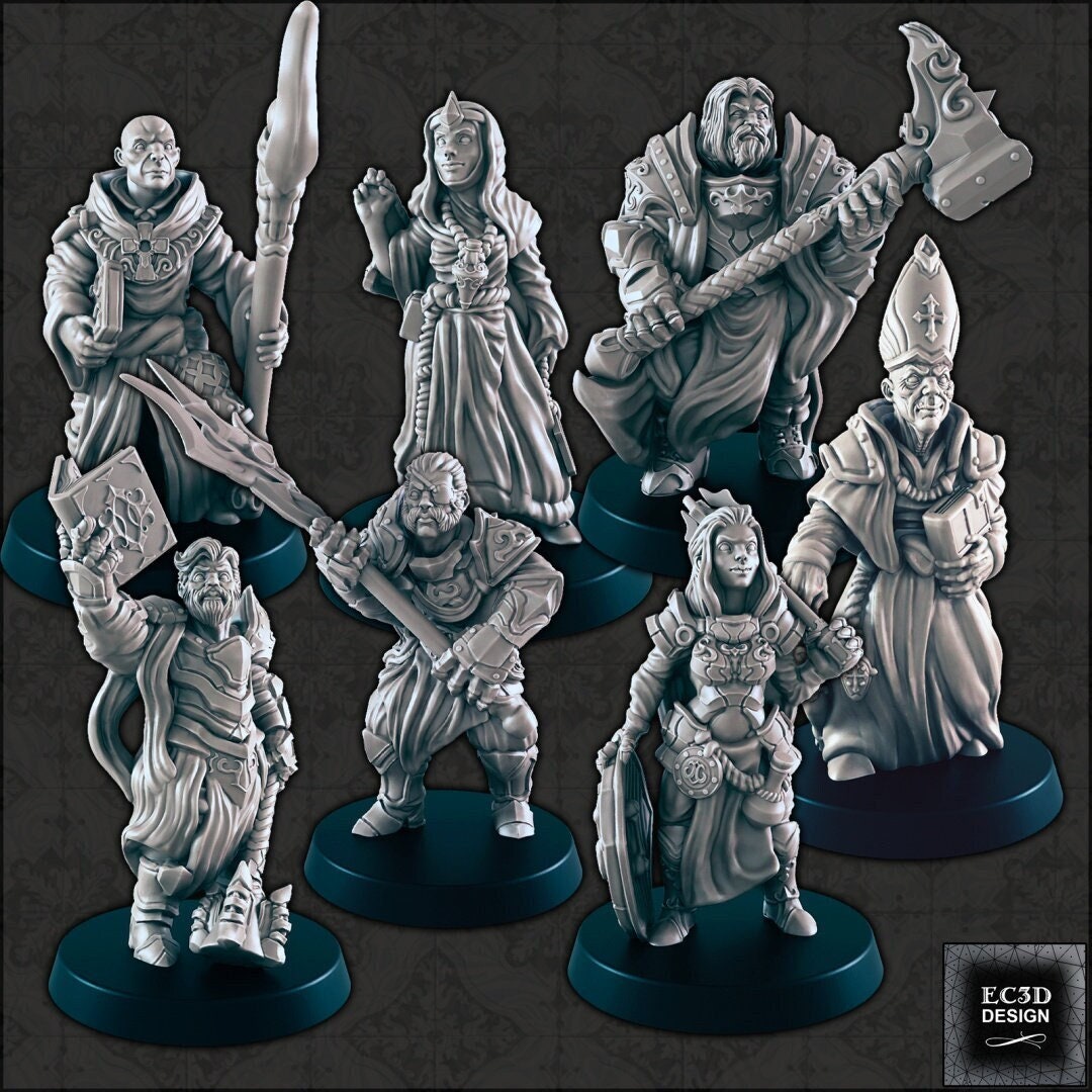 Holy Order Paladin Cleric Priest Miniature 28mm 32mm Scale 8K Resin 3D ...