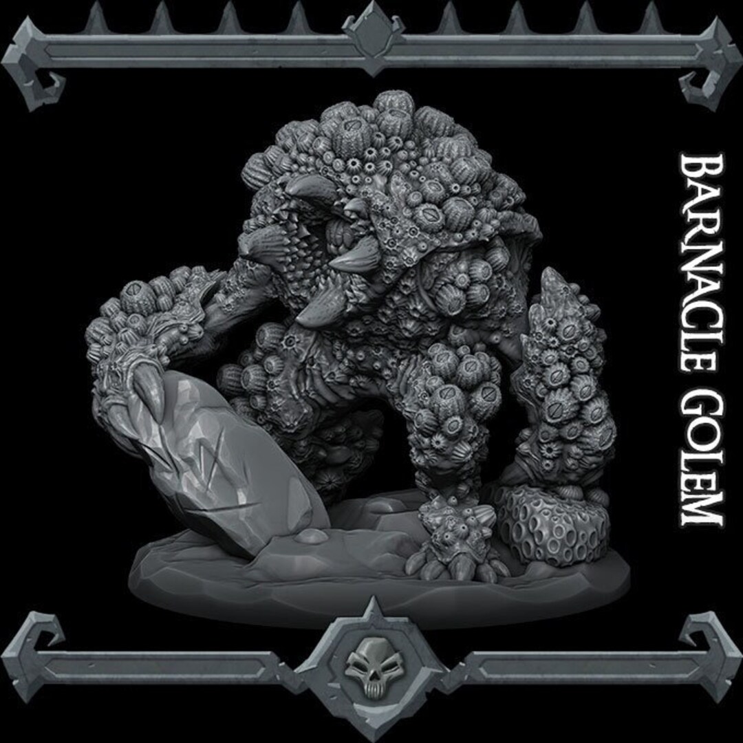 Barnacle Sea Golem Miniature 28mm 32mm Scale 8K Resin 3D - Etsy