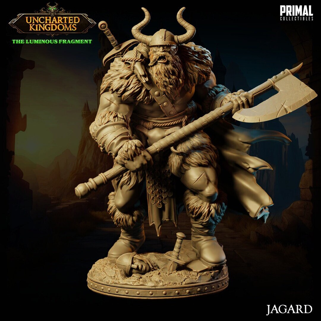 Barbarian King Boss Viking Miniature 28mm 32mm 75mm Scale 8K Resin 3D ...