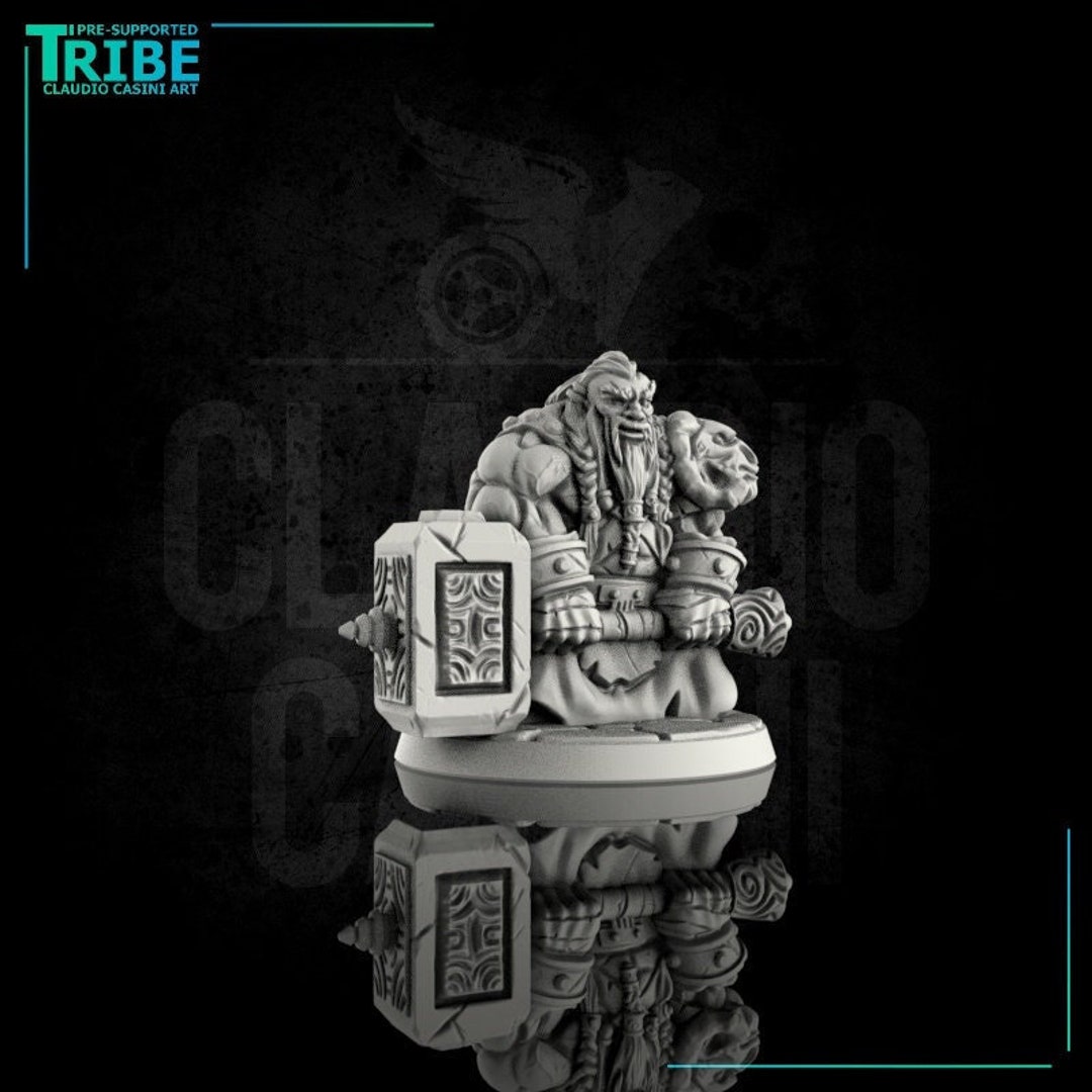 Male Dwarf Fighter Warrior Miniature 28mm 32mm Scale 8K Resin 3D ...