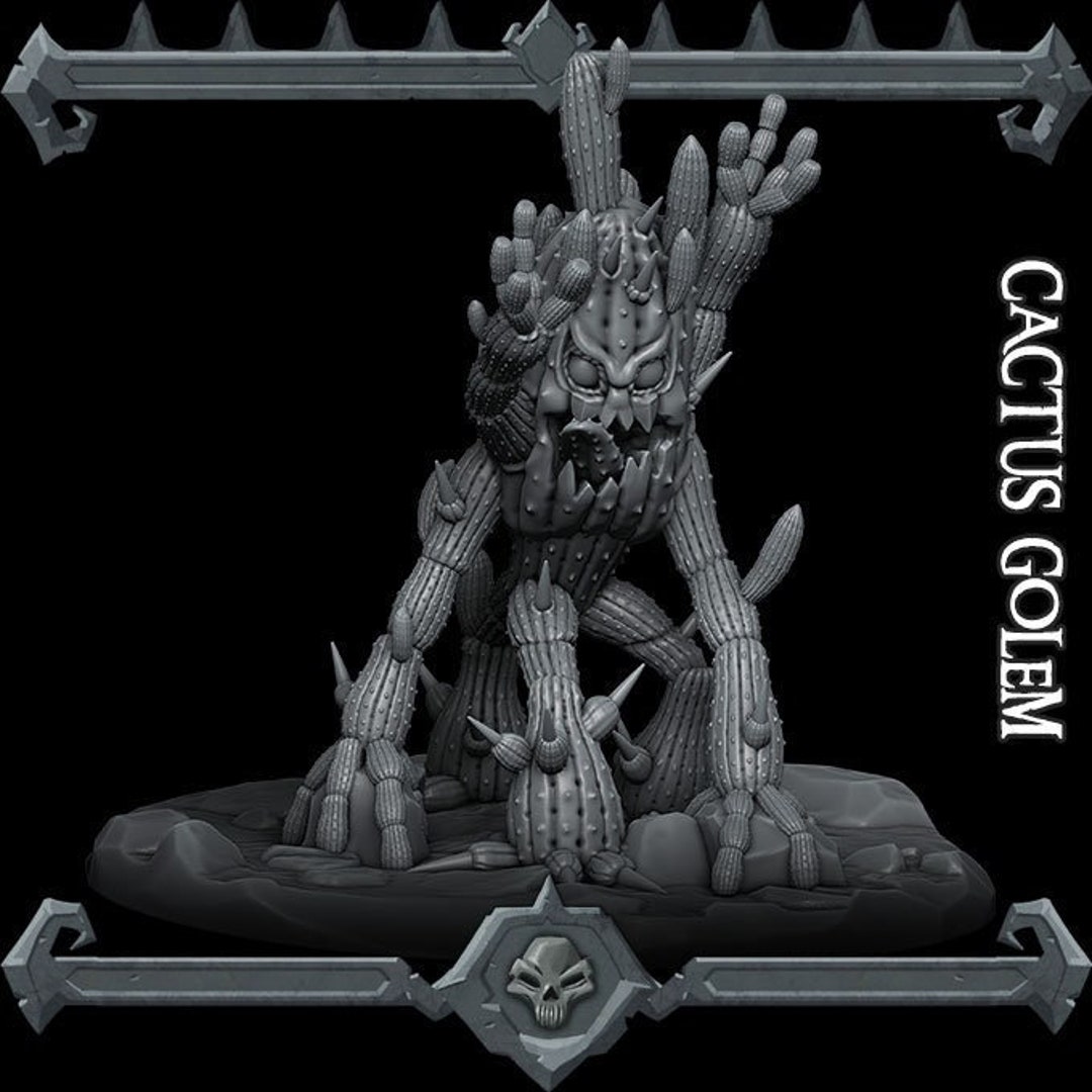 Cactus Golem Miniature 28mm 32mm Scale 8K Resin 3D - Etsy
