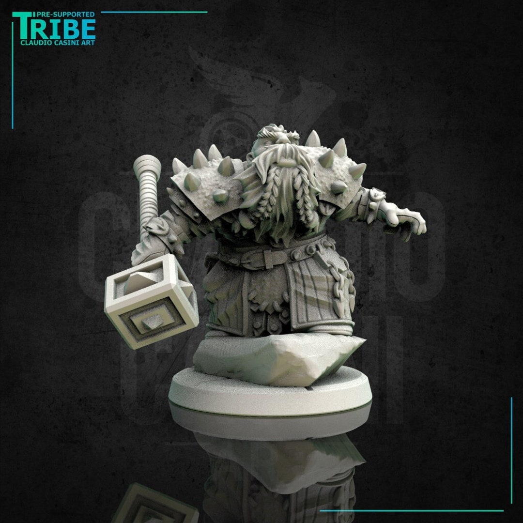 Male Dwarf Barbarian Viking Miniature 28mm 32mm Scale 8K Resin 3D ...