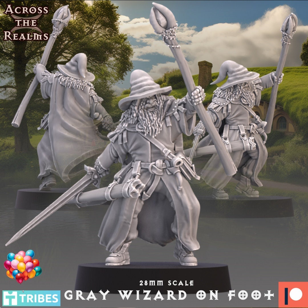 Human Old Wizard Sorcerer Miniature 28mm 32mm Scale 8K Resin 3D Printed ...