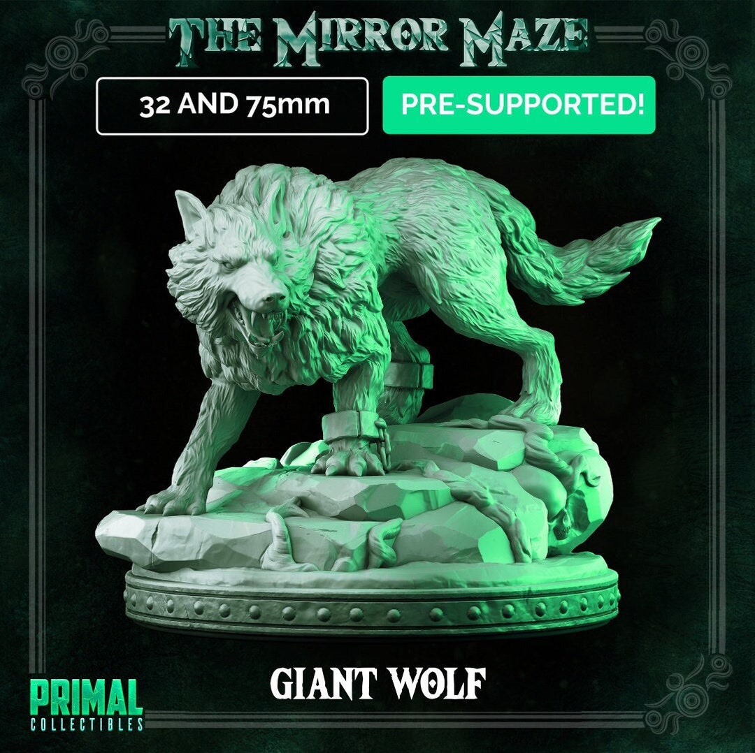 Giant Wolf Companion Miniature 28mm 32mm 75mm Scale 8K Resin 3D Printed ...