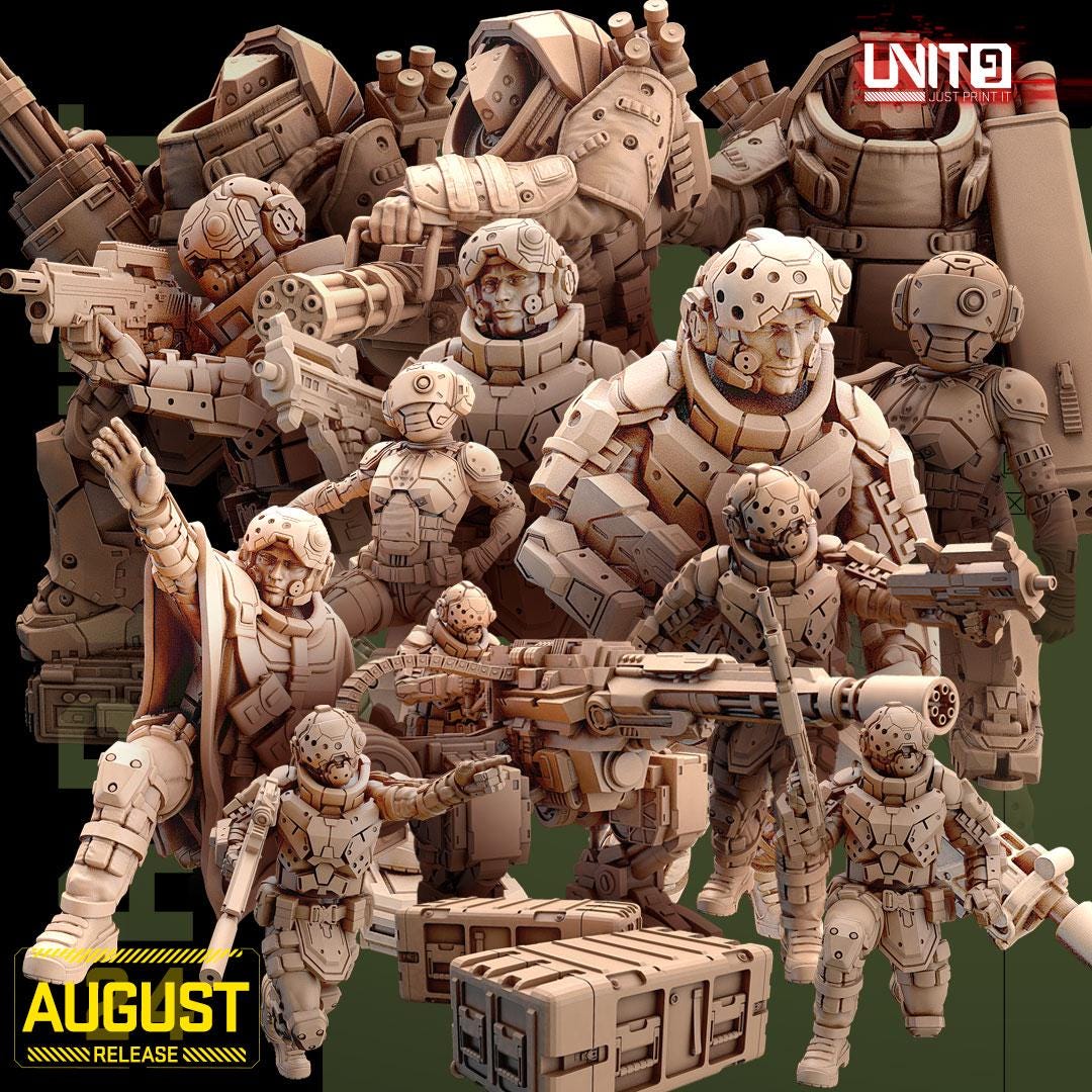 Unit9 Cyberpunk A.R.C Trooper Unit Miniature 28mm 32mm Scale 8K Resin ...