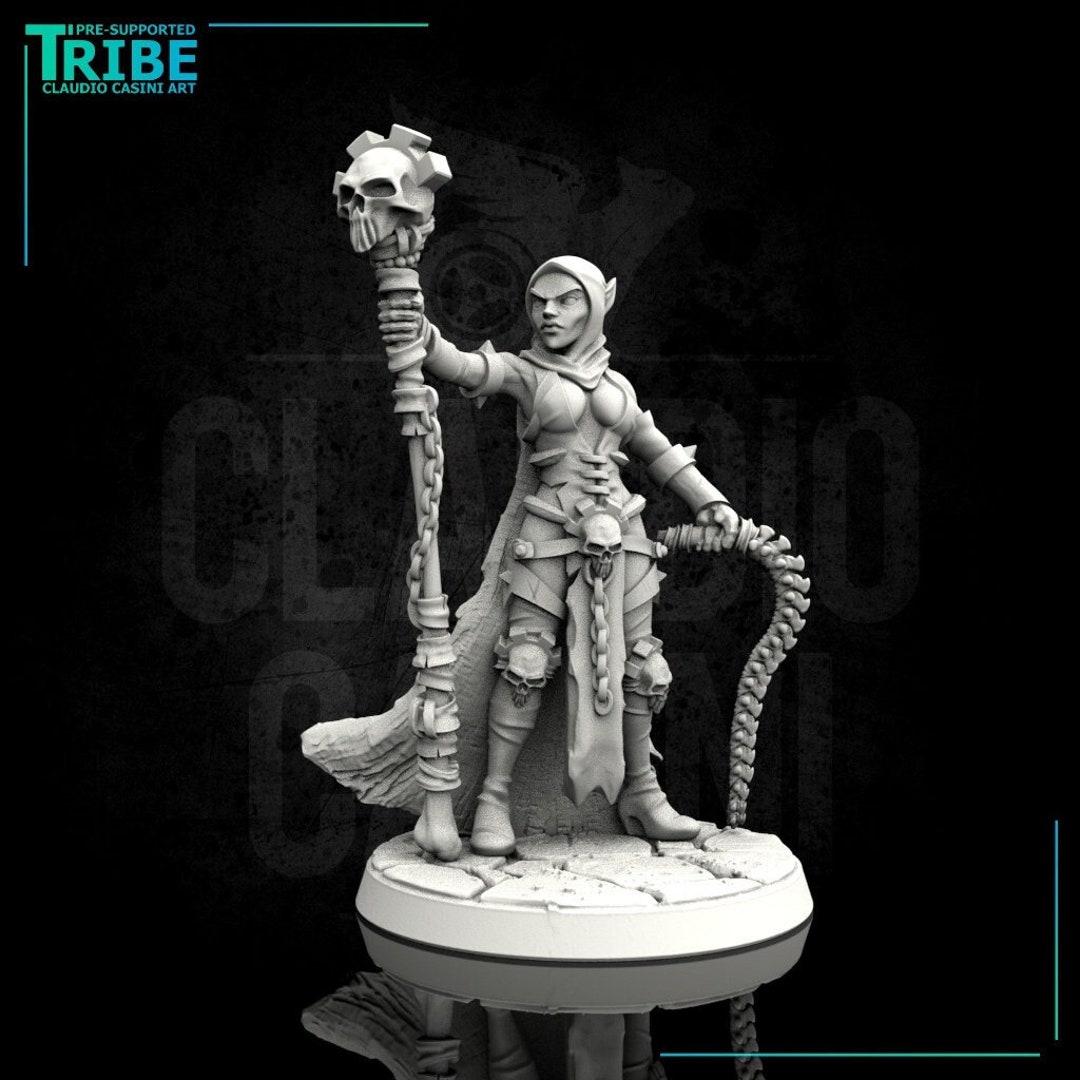 Elf Human Tiefling Necromancer Wizard Miniature 28mm 32mm Scale 8K ...