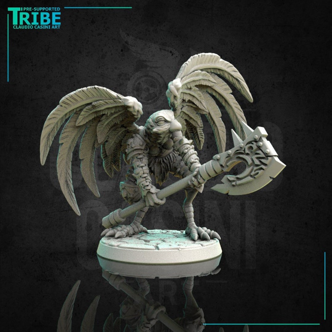 Female Bird Folk Barbarian Miniature 28mm 32mm Scale 8K Resin 3D ...