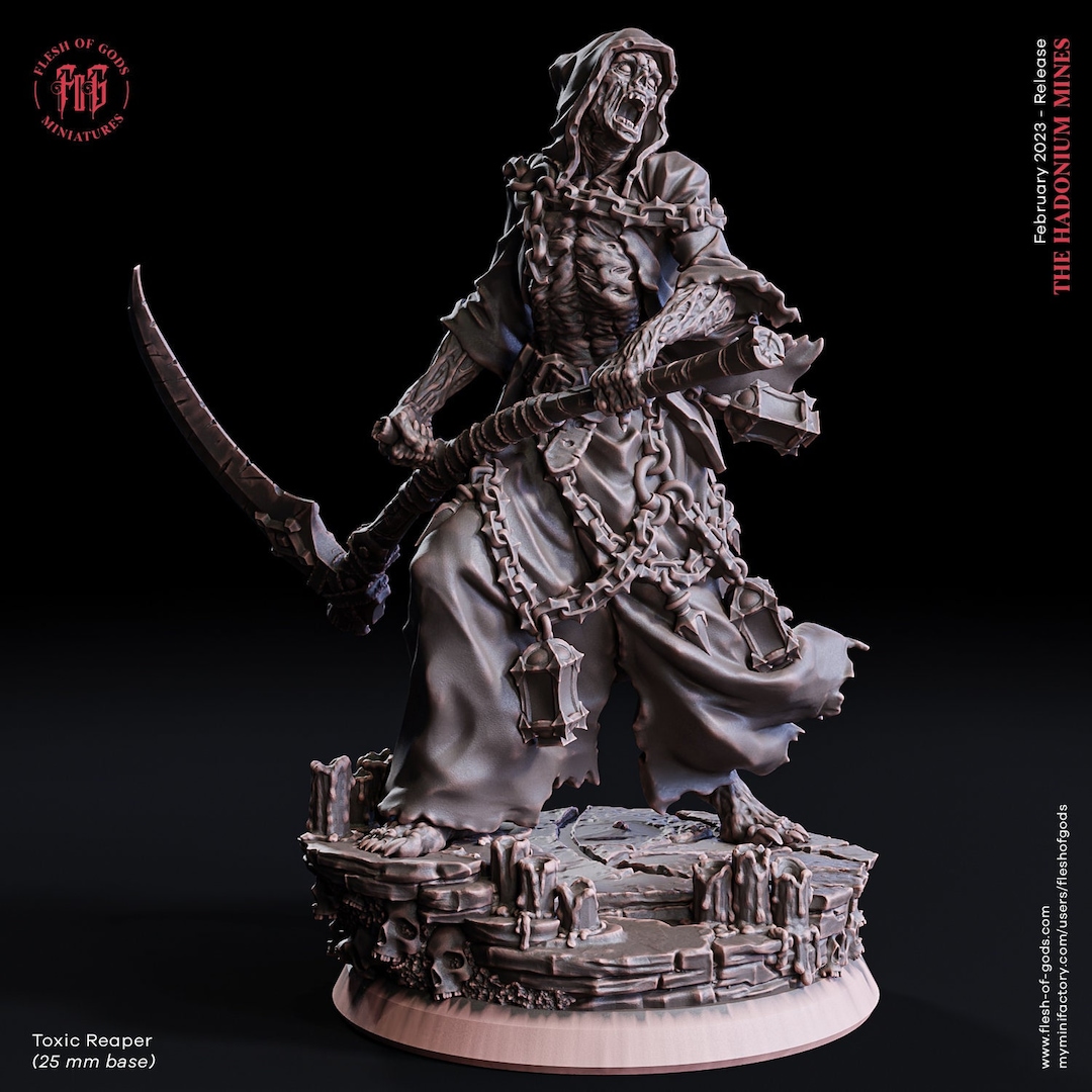 Toxic Grim Reaper Miniature 28mm 32mm Scale 8K Resin 3D Printed ...