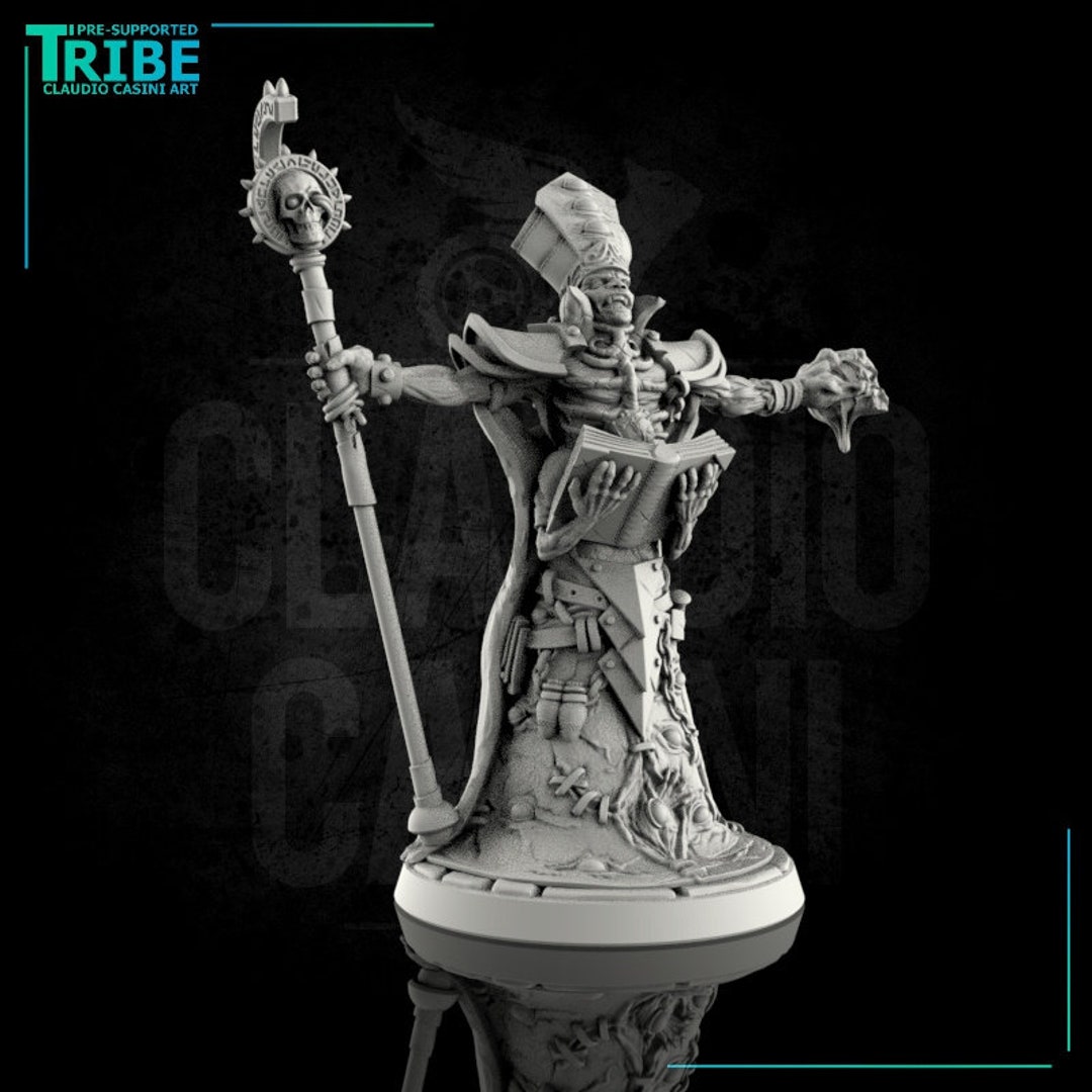 Undead Lich Necromancer Miniature 28mm 32mm Scale 8K Resin 3D Printed ...