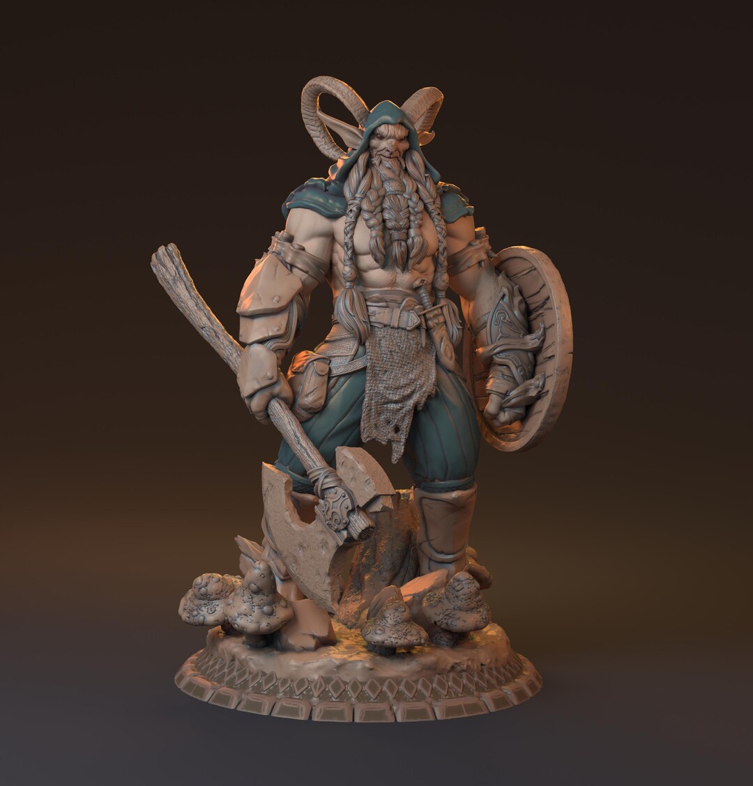 Male Satyr Faun Barbarian Miniature 28mm 32mm 75mm Scale 8K Resin 3D ...