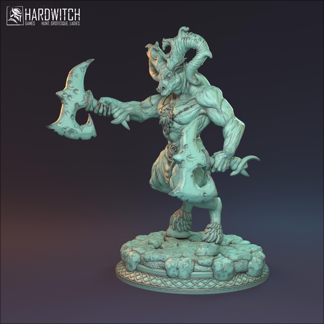 Zombie Demon Minotaur Warrior Miniature 28mm 32mm 75mm Scale 8K Resin ...