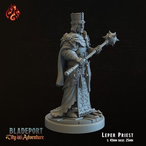 Knight Paladin Cleric Priest Miniature 28mm 32mm Scale 8K Resin 3D ...