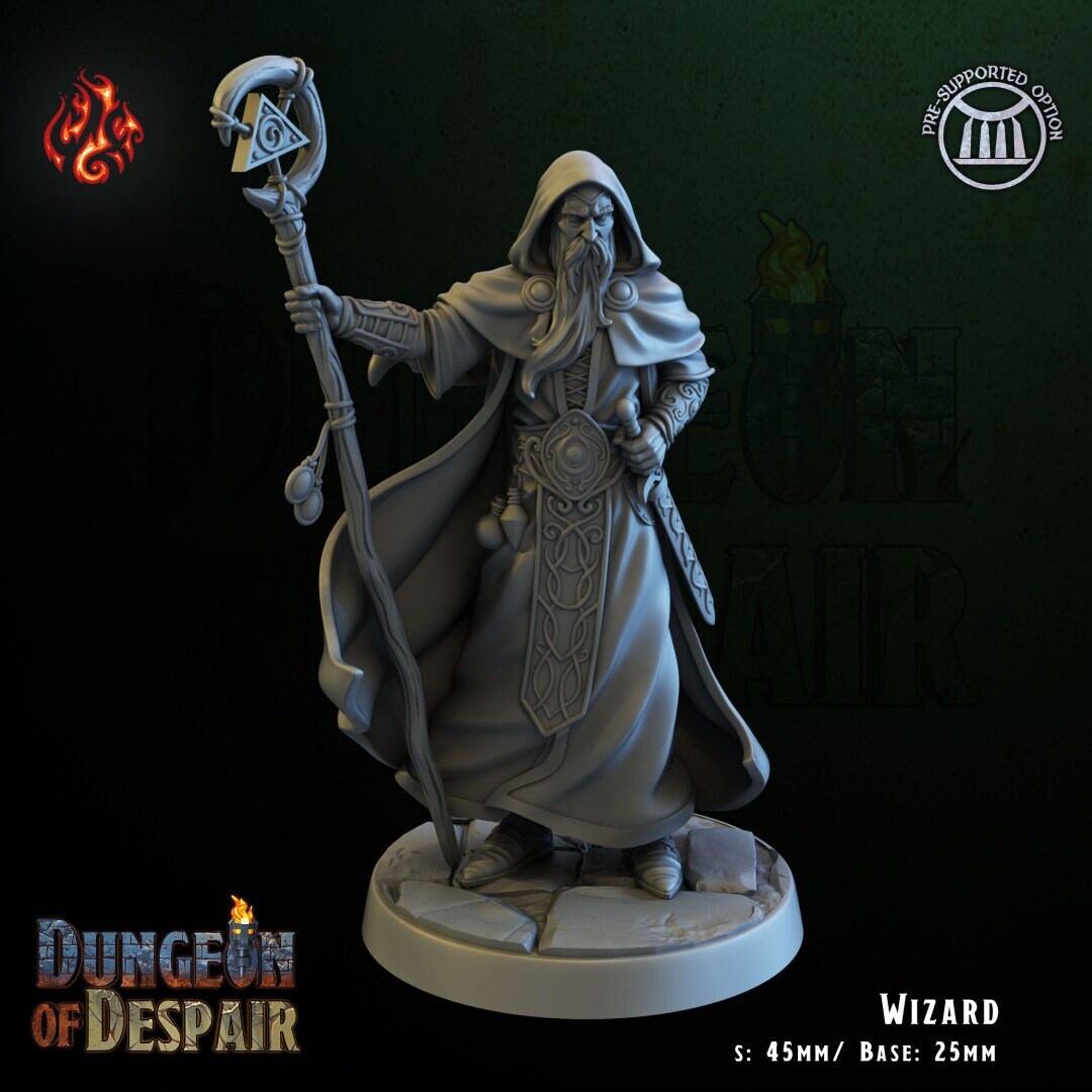 Wizard Sorcerer Mage Miniature 28mm 32mm Scale 8K Resin - Etsy