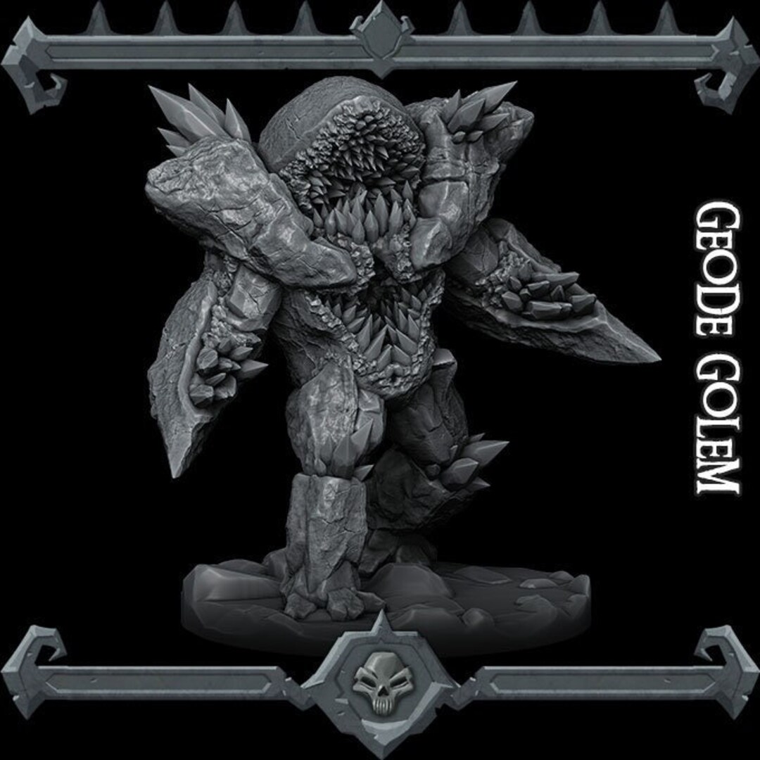 Geode Gem Golem Miniature 28mm 32mm Scale 8K Resin 3D - Etsy