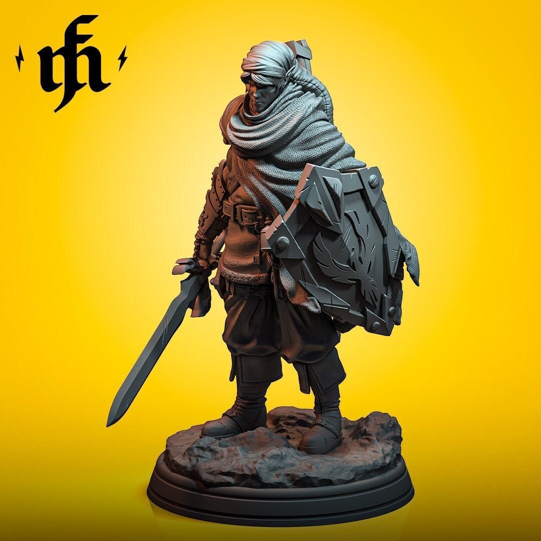 Elf Fighter Rogue Assassin Miniature 28mm 32mm 75mm Scale 8K Resin 3D ...