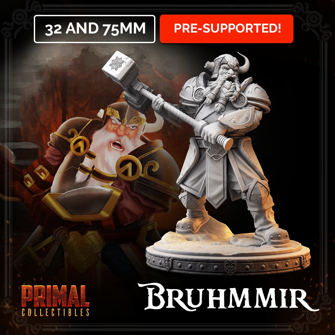 Dwarf Knight Fighter Miniature 28mm 32mm 75mm Scale 8K - Etsy
