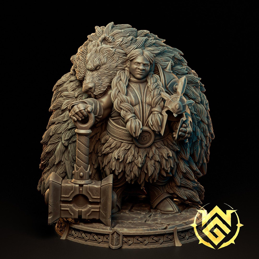 Female Dwarf Paladin Knight Miniature 28mm 32mm 75mm Scale 8K Resin 3D ...