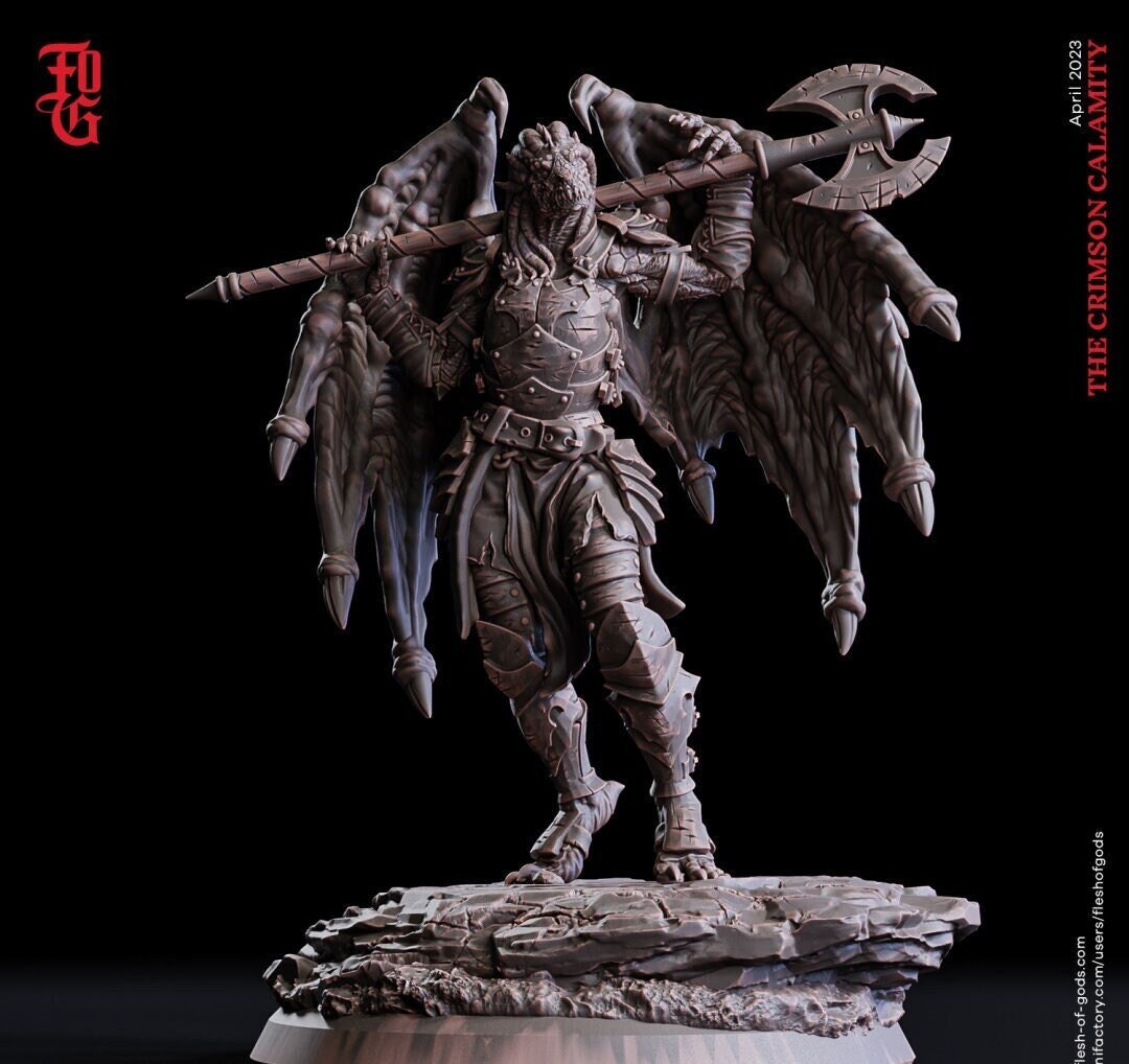 Female Dragonborn Paladin Knight Miniature 28mm 32mm Scale 8K Resin 3D ...