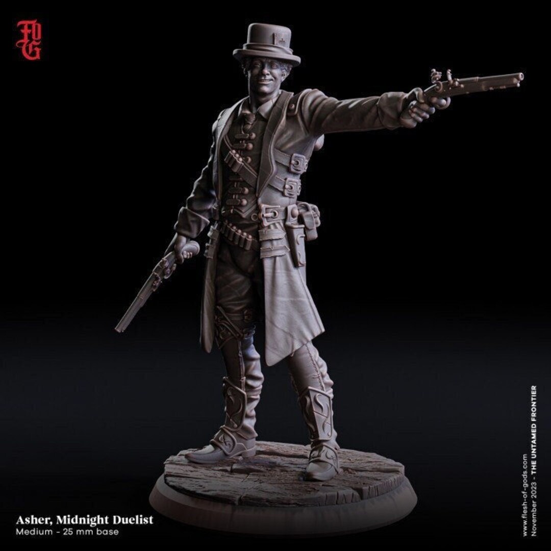 Gunslinger Hunter Miniature 28mm 32mm 75mm Scale 8K Resin 3D Printed ...