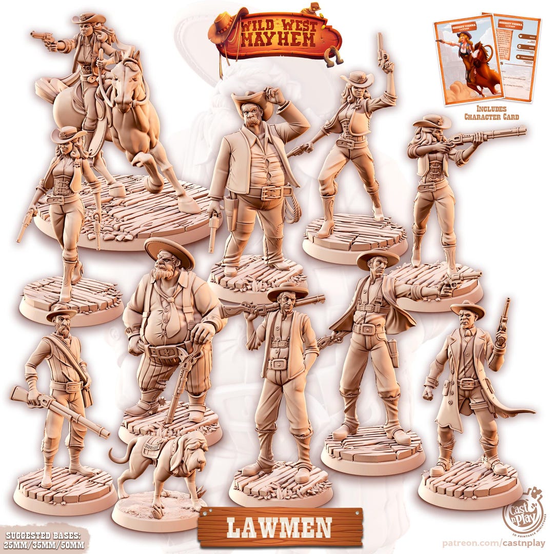 Cowboys Lawmen Miniature 28mm 32mm Scale 8K Resin 3D Printed Unpainted ...
