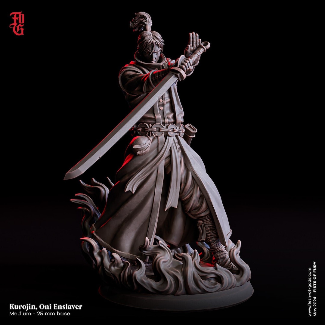 Ronin Samurai Monk Swordsman Miniature 28mm 32mm 75mm Scale 8K Resin 3D ...