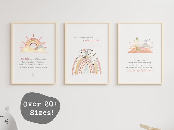 Modeh Ani Modah Ani Set of 3 Nursery Prints Kids Room Boho - Etsy