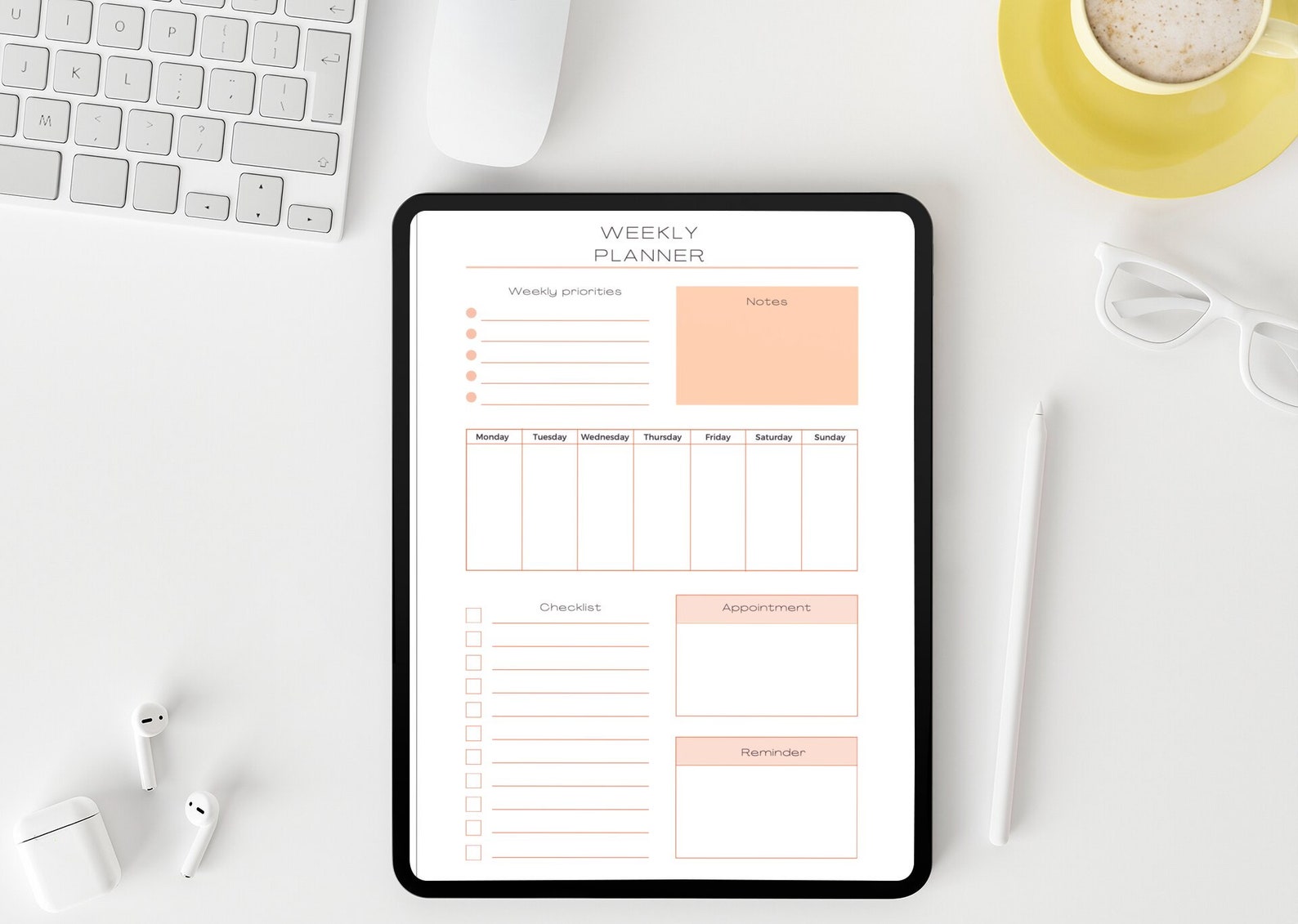 Digital Minimalist Weekly Planner | Goodnotes, Notability, Ipad, Tablet ...