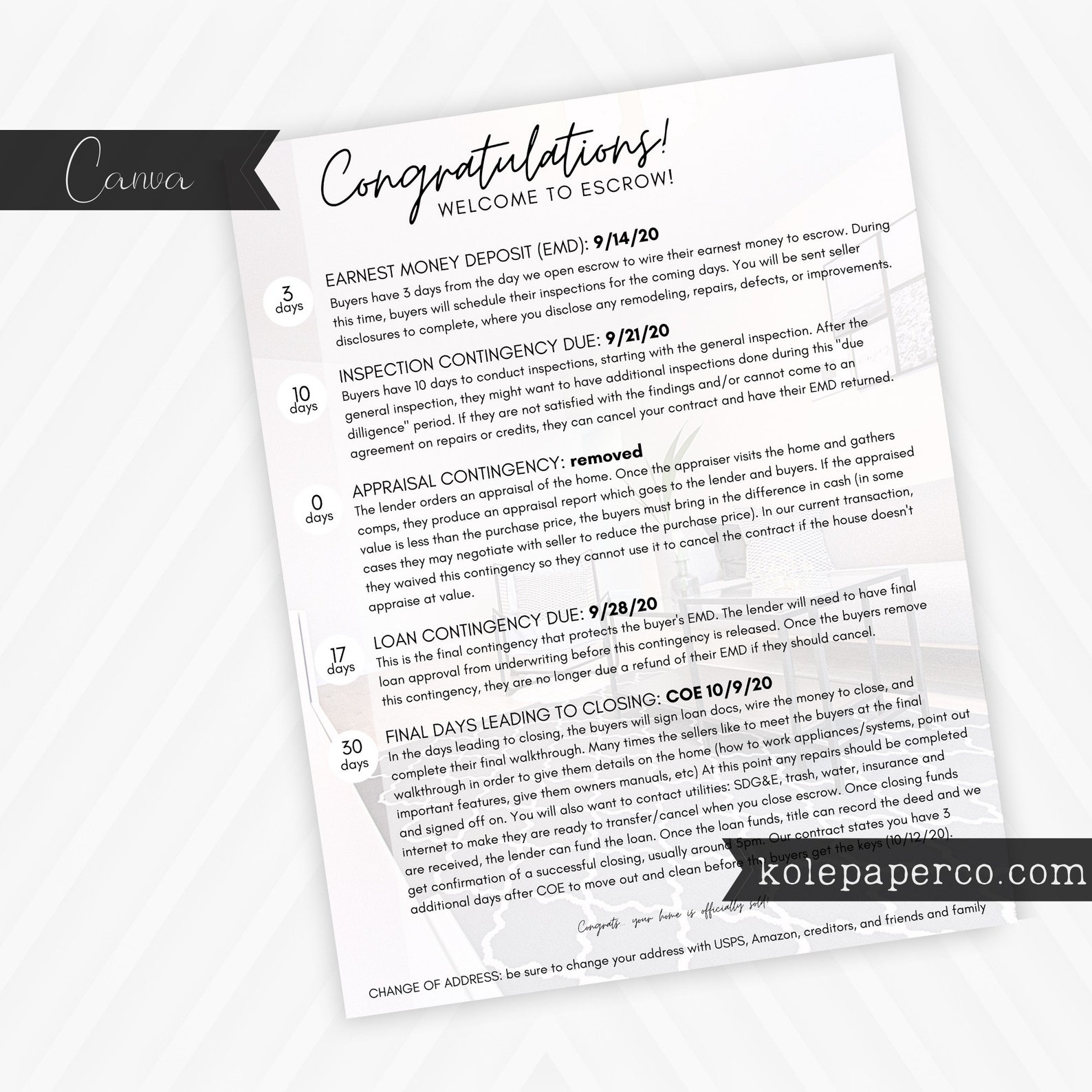 Real Estate Welcome To Escrow Letter Lead Magnet Canva Etsy