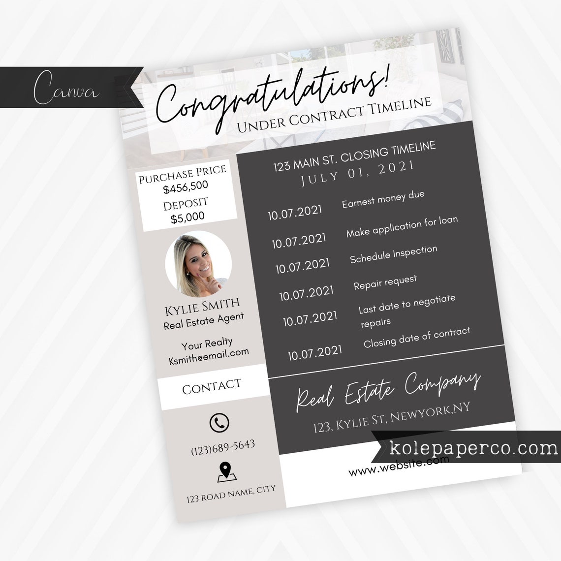 Real Estate Under Contract Timeline Lead Magnet Canva Template - Etsy