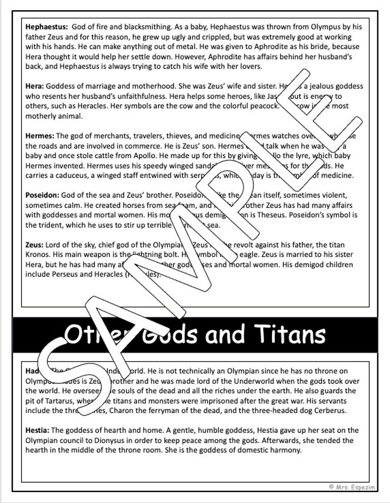 Greek Mythology olympian Gods, Titans, Monsters and Strange Creatures ...