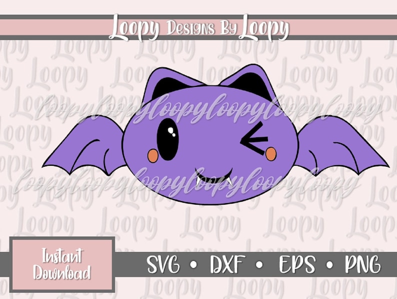 Halloween Cute Wink Purple Bat Batty Svg Png Dxf Cricut - Etsy