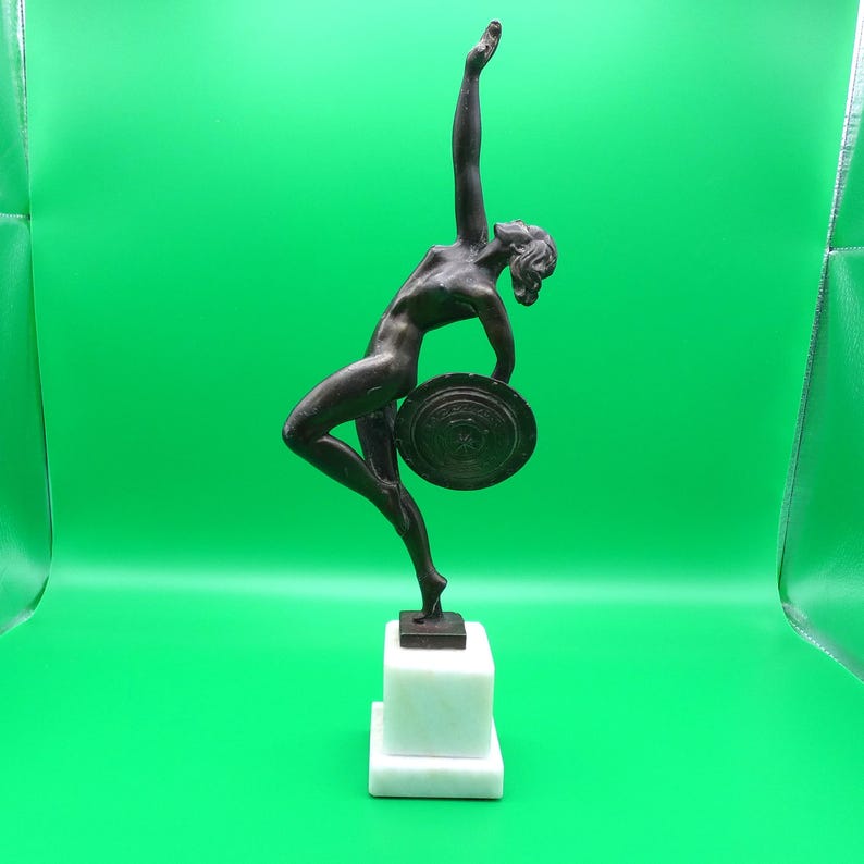 Vintage Art Deco Bronze Warrior Sculpture "jericho" by Raymonde Guerbe ...