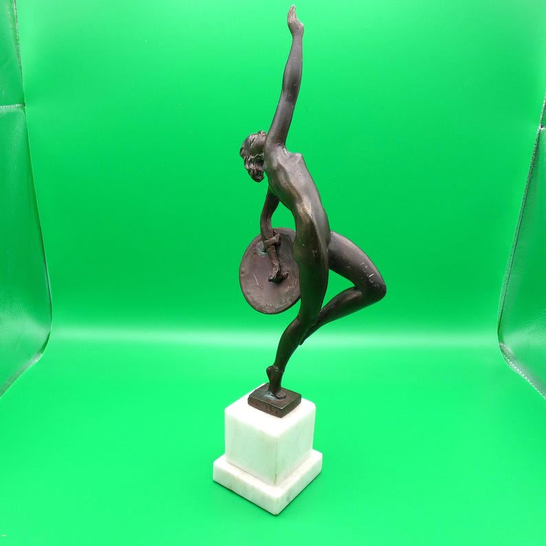 Vintage Art Deco Bronze Warrior Sculpture "jericho" by Raymonde Guerbe ...