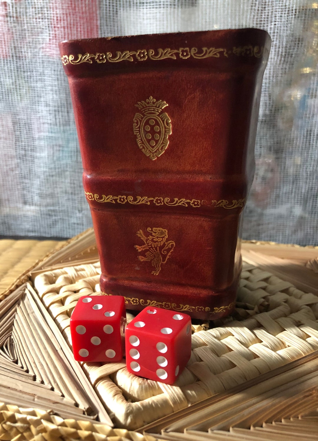 Chinese Mid-century Leather Dice Shaker Cup, Tooled and Gilded - Etsy