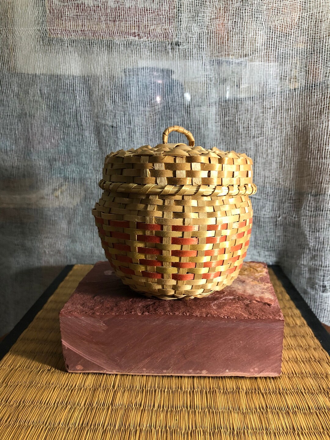 Mid-century Anishinaabe (ojibwe-eastern Great Lakes) Hand-woven Lidded ...