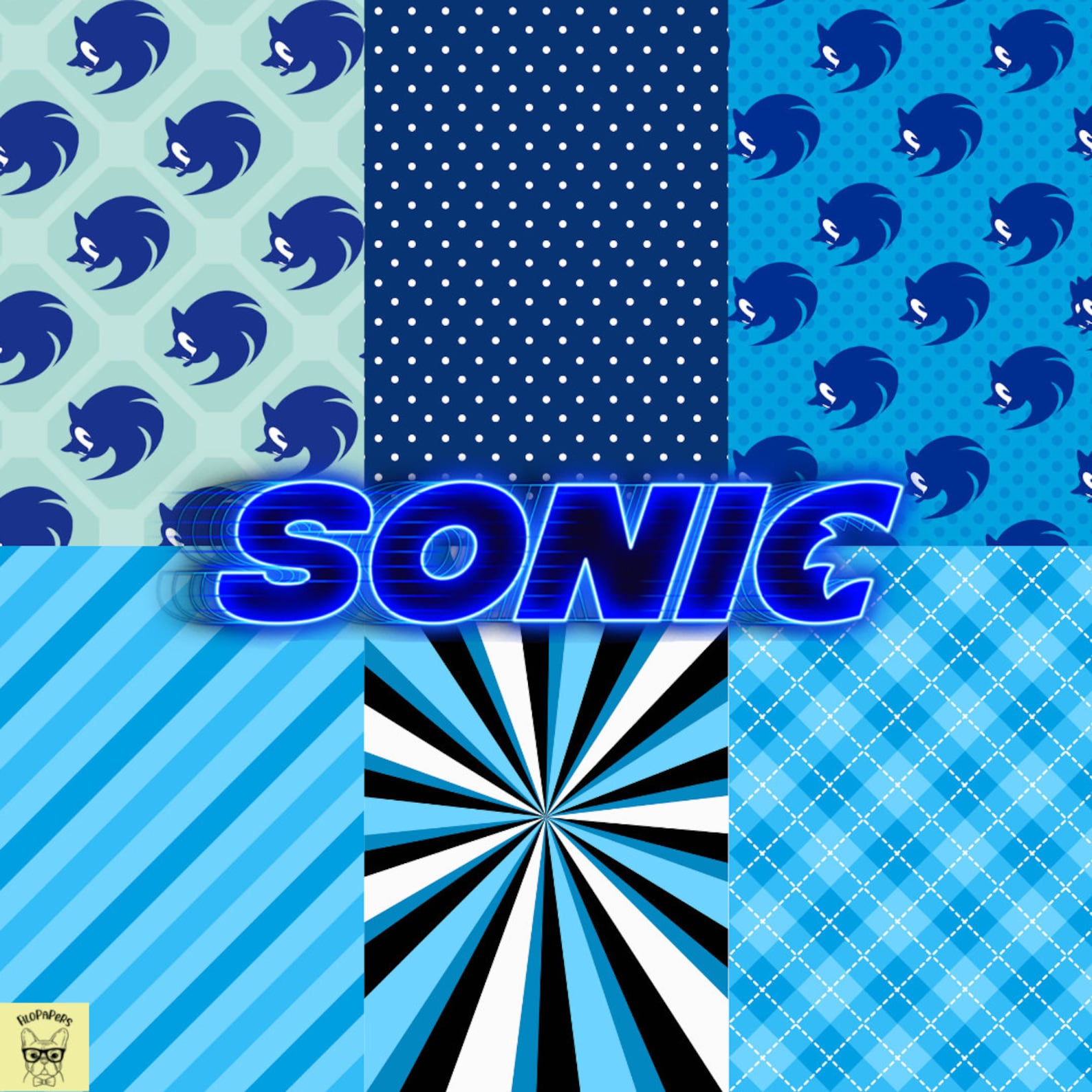 Sonic digital papers and cliparts sonic movie sonic png - Etsy México