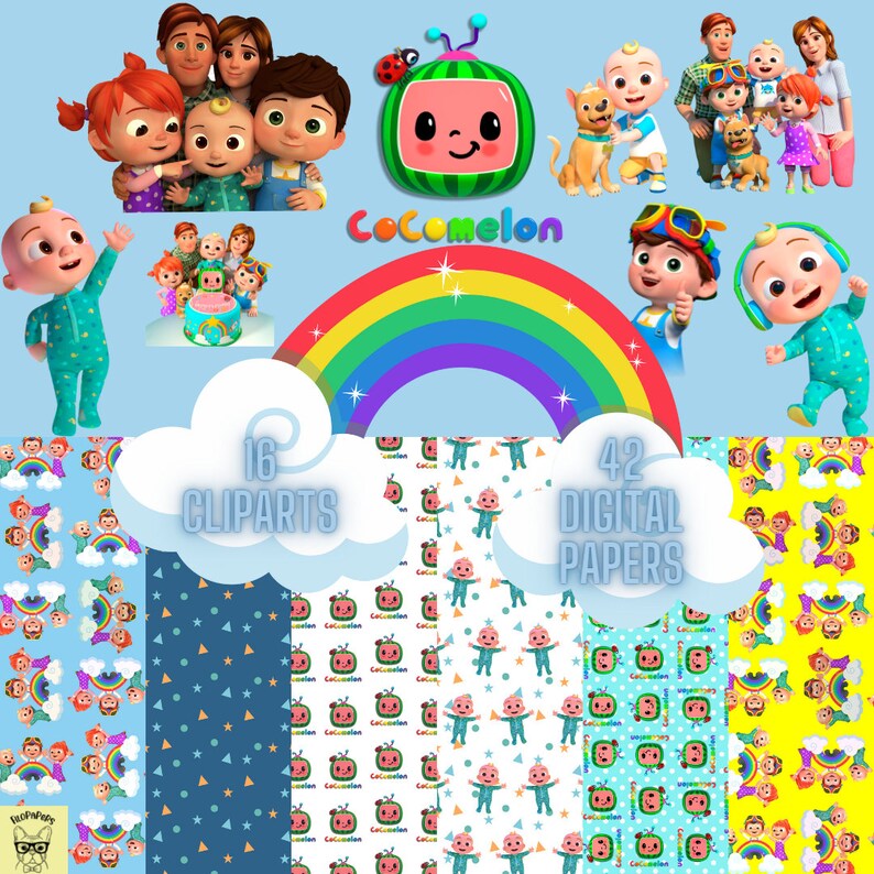 Cocomelon Digital Papers And Cocomelon Cliparts Cocomelon Etsy España