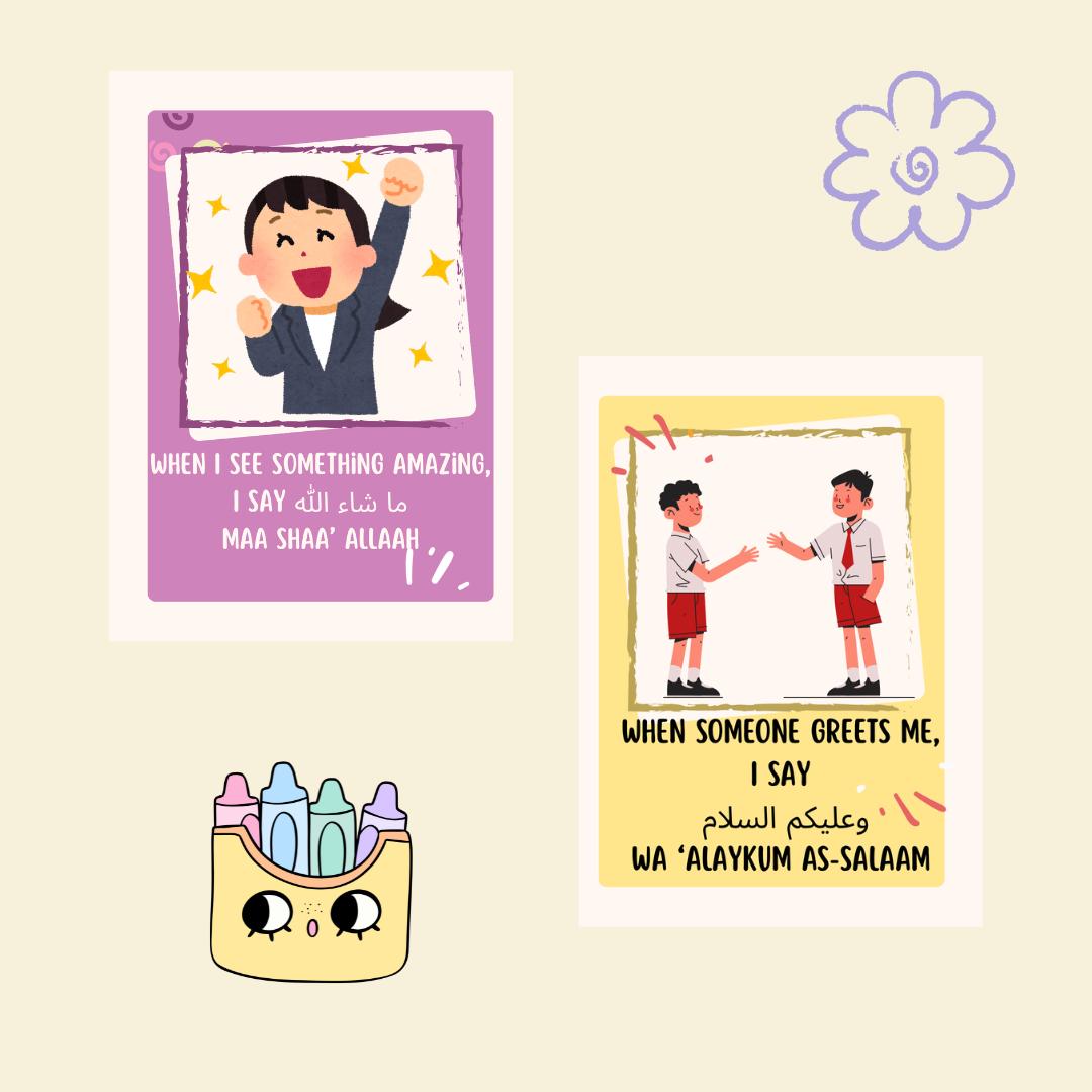 Kids Good Manners Cards Islamic Adab & Etiquette Learning Arabic ...